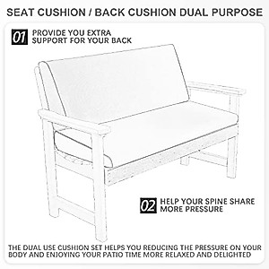 Favoyard Outdoor Bench Cushion 48 x 16 Inch Waterproof Patio Furniture Cushions Seat Cushion/Back Cushion Dual Purpose 3-Year Color Fastness Garden Sofa Settee Couch Swing Lumbar Pads, Blue