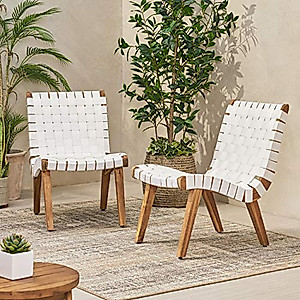 Christopher Knight Home Charlotter Outdoor Lounge Chair, White + Teak