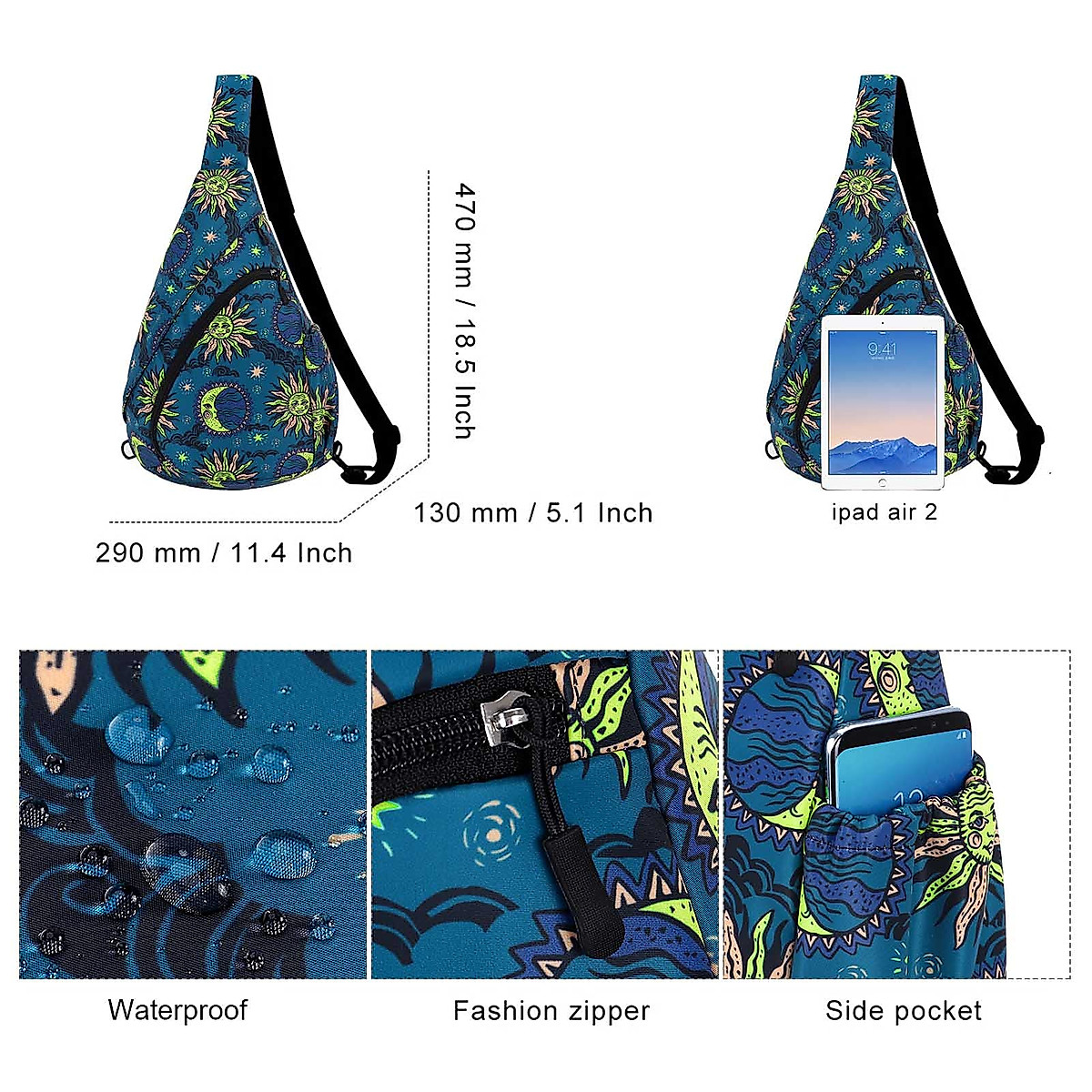 HUA ANGEL Crossbody Sling Bag for Men & Women Lightweight Waterproof Chest Shoulder Bag for Travel Hiking & Everyday Use