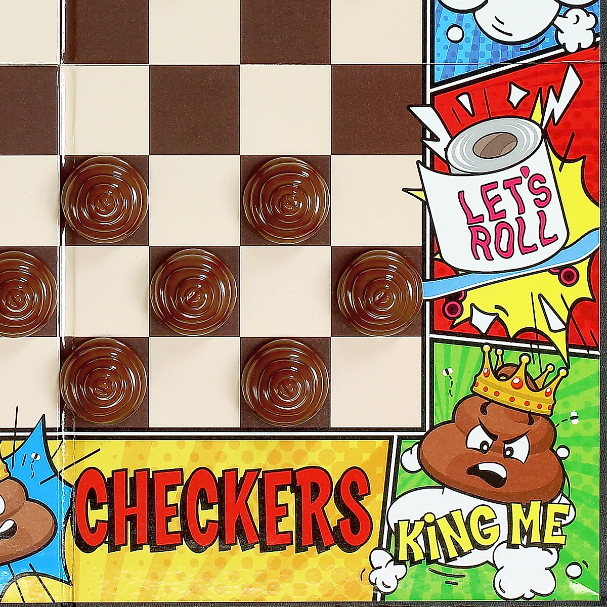Poop Checkers Game, Poo Gag Gift White Elephant, Poop Game Checkers Set. Poop Emoji Party Supplies, Hilarious Game, Immature People. Scout Game, Kids, Teams, 2 Player Games for Adults. Ages 8-99.