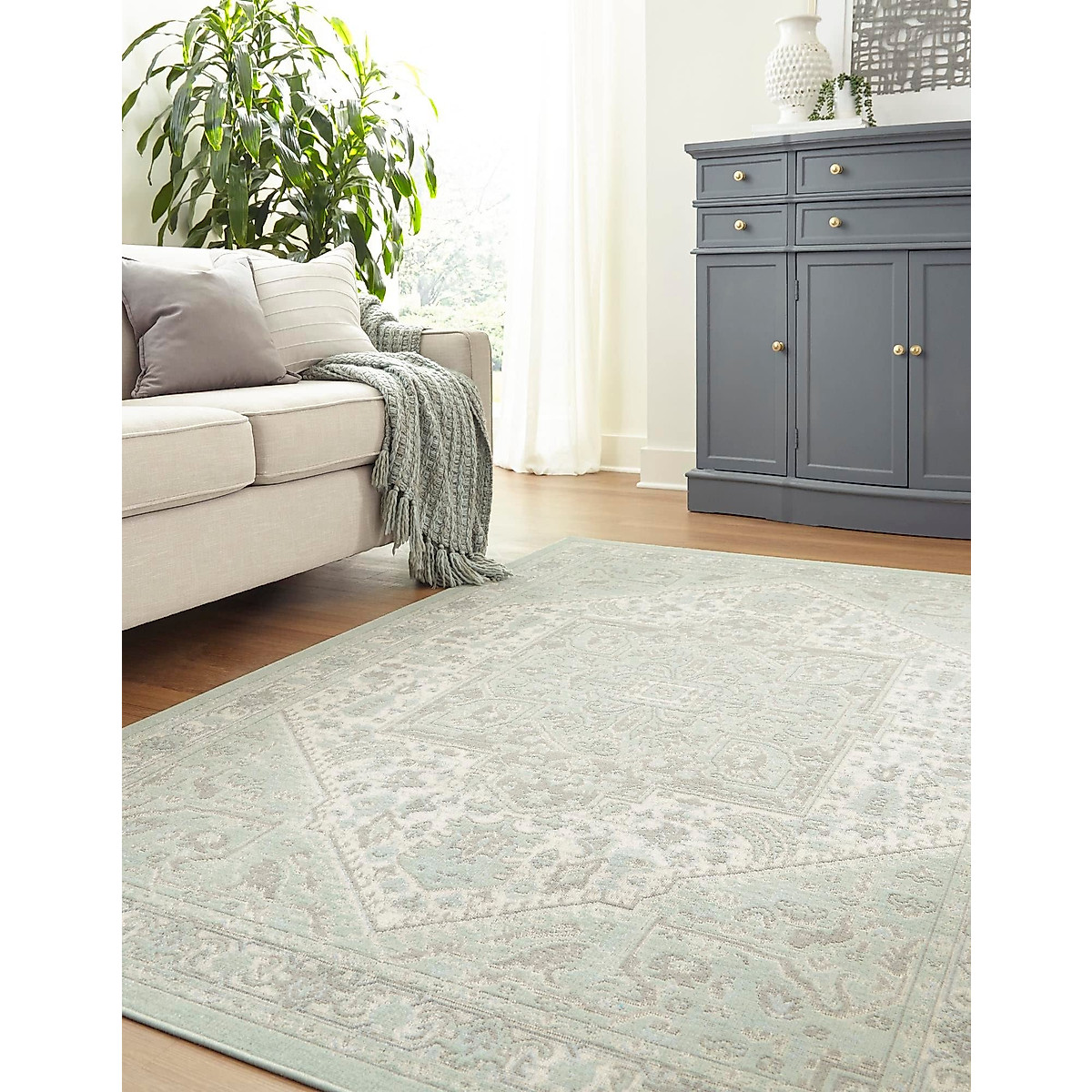 Unique Loom Whitney Collection Area Rug - Milano (4' 1" x 6' 1" Rectangle, Mint/ Ivory)