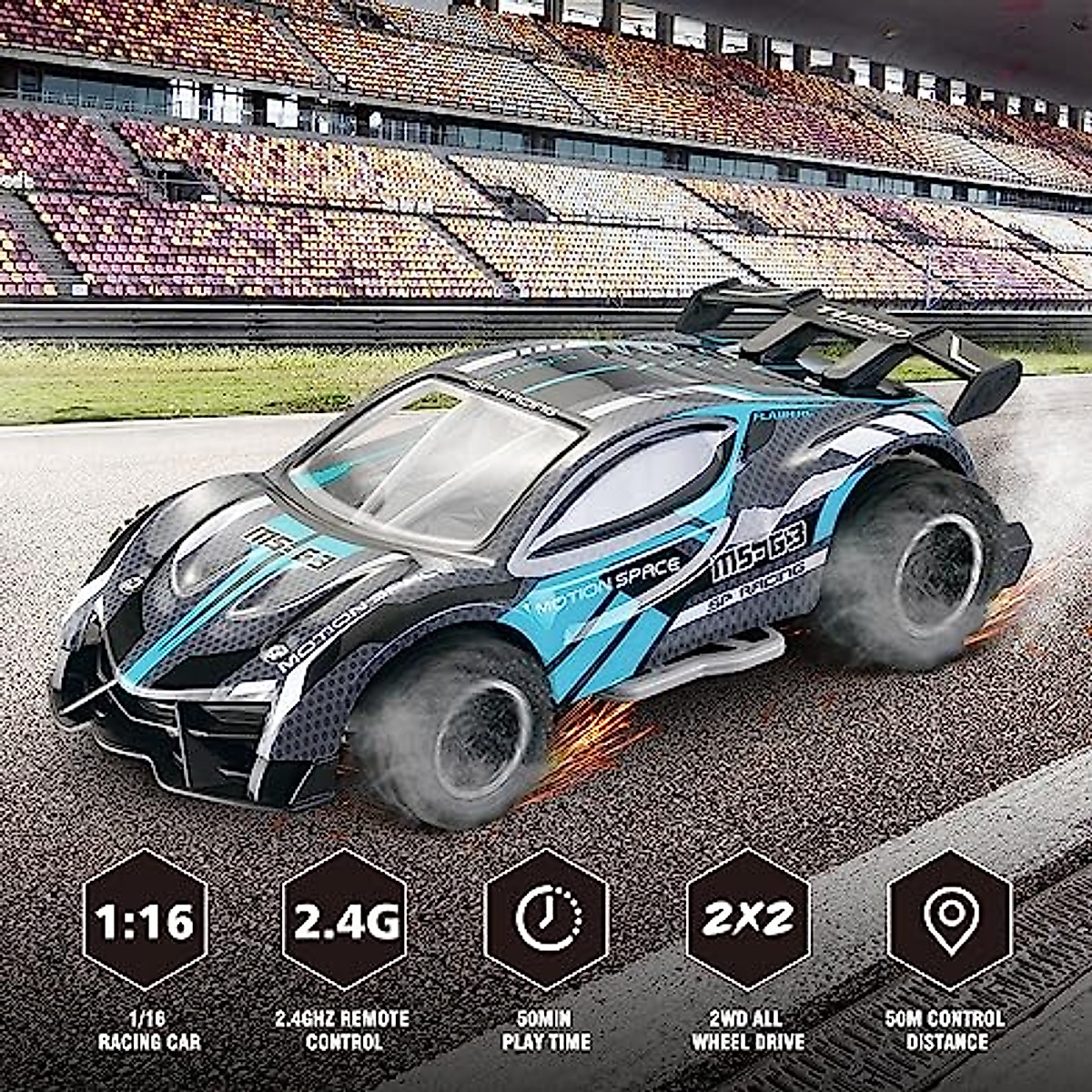 VATOS 2 Pack Remote Control Car for Boys and Girls, 2.4 Ghz High Speed 18km/H Rc Racing Car with Colorful Led Lights, 1/24 Scale Hobby Rc Cars Toys, Birthday Presents for Kids Age 3 4 5 6 7 8-12 Yr