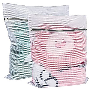 Vivifying Mesh Laundry Bags, 2 Pack 23.6" x 19.7" Large Honeycomb Mesh Wash Bags for Washing Machine, Delicates Clothes, Sweater, Coats, Stuffed Toys, Blanket (White)