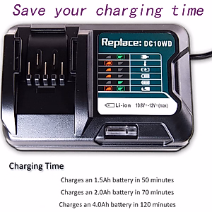 Padarsey Replacement DC10WD Lithium Battery Fast Charger for Makita DC10SB DC10WC BL1015 BL1016 BL1015 BL1021B BL1041B 10.8V -12V US Plug 1.3A 2A 3A LED Indicate