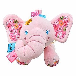Zocita Baby Musical Elephant Stuffed Animal Toy, Bedtime Stroller Crib Plush Doll for Infant Toddler Kids(Pink)