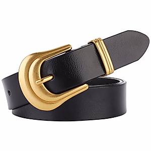 ALAIX Women's Belt Western Belts Silver Gold Buckle Black Leather Belt Pants Jeans Belts for Women