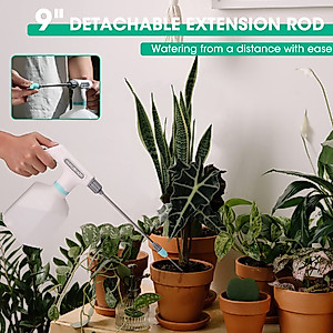 HAUSHOF 35 Fl Oz Battery Powered Sprayer Garden Mister, 1L Automatic Spray Bottle, Rechargeable Electric Spray Bottle with Adjustable Spout for Lawn, Indoor/Outdoor Plant, Fertilizing, Cleaning