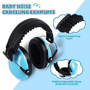 VOKIWILL 2-PACK Kids Ear Protection Earmuffs, Adjustable Safety Hearing Protection Headphones Noise Reduction Earmuff for Kids Toddlers 25NRR Noise Cancelling Earmuffs (Green, Blue)