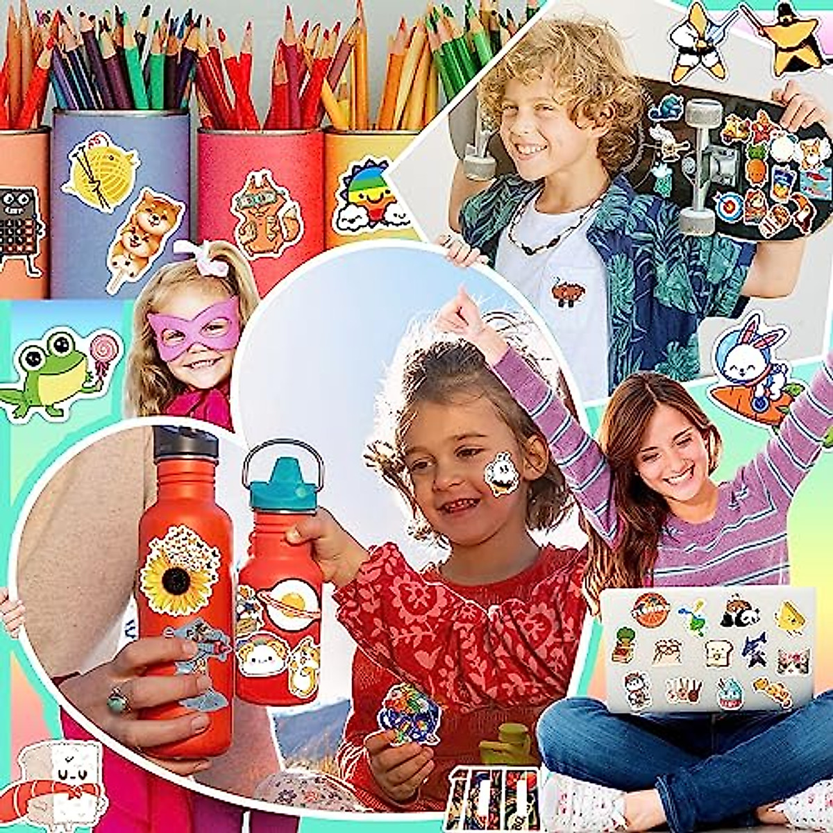 Cute Vinyl Stickers for Kids Teens Adults 150 Pcs/Pack Cartoon Animal Waterproof Stickers for Water Bottle Laptop Tablet Phone Skateboard Scrapbook Journal Luggage Skateboard School Classroom Prizes