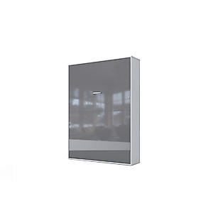 invento Vertical Wall Bed with Mattress European Full XL Size with 2 cabinets (White/Grey)