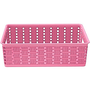 WUWEOT 8 Pack Plastic Storage Basket, 11.2" x 8.1" x 3.3" Woven Storage Bins Pantry Basket, Shelf Baskets Tray with Handle for Classrooms Office