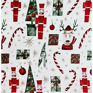 Serafina Home Christmas Holiday Throw Blanket: Velvelty Soft, Durable Fleece Accent for Bed or Couch (Nutcracker and Reindeer, 50 x 60 inches)