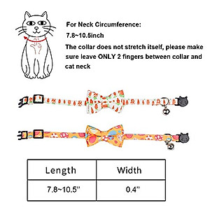 ADOGGYGO 2 Pack Easter Cat Collar with Bow Tie Bell, Kitten Collar Breakaway with Removable Bowtie Carrot Easter Egg Pattern Collar for Cat