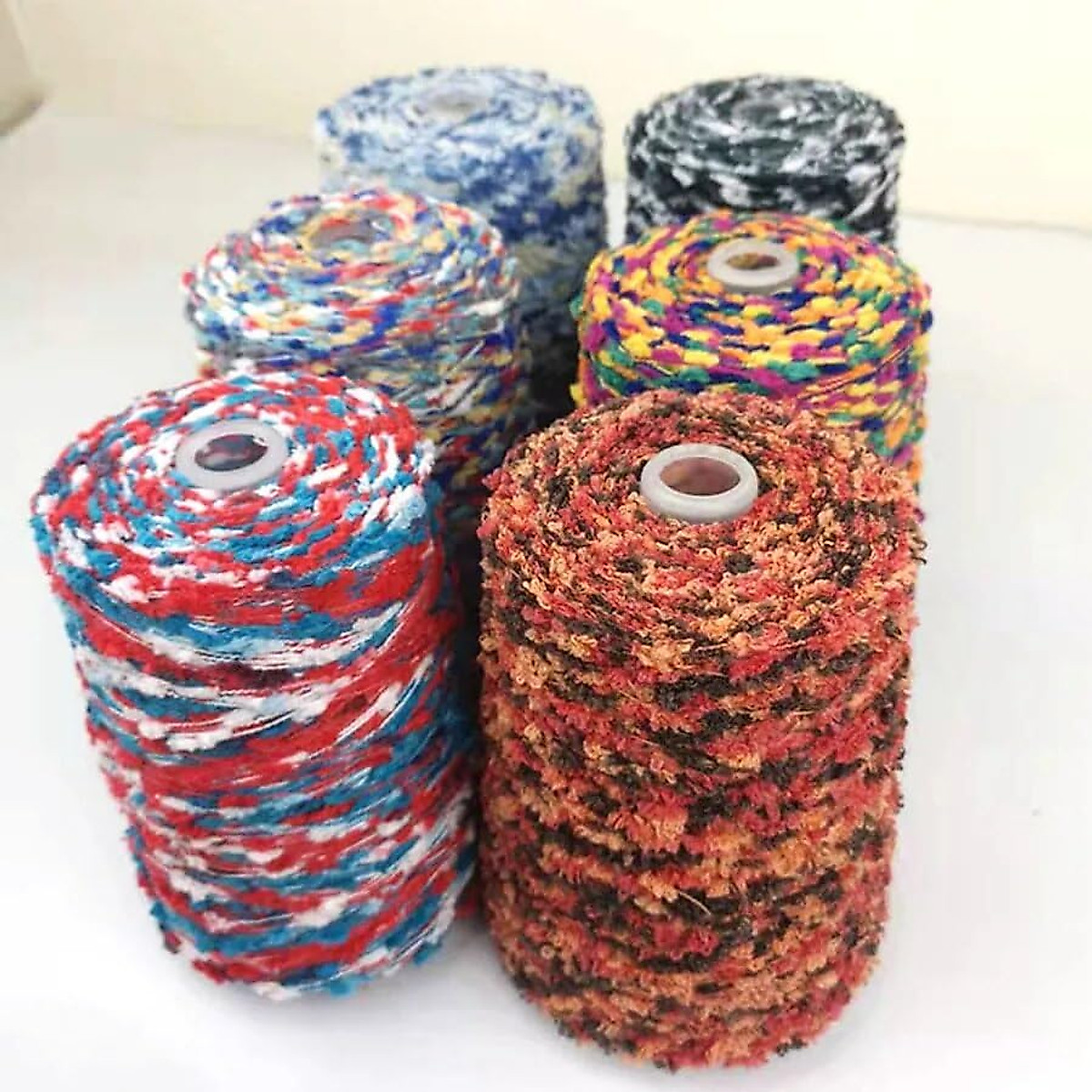 50G/Ball Dyed Toothbrush Wool Yarn Warm Soft Velvet Handmade Characteristic Thread Pompom Fancy Crochet Yarn (Color : Black White)