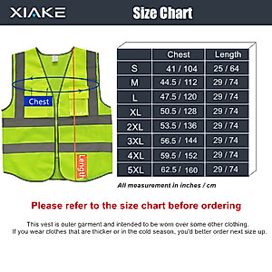 XIAKE 4 Pockets High Visibility Reflective Safety Vest Mesh Lite Zipper Front, Meets ANSI/ISEA Standards(Large,Yellow)