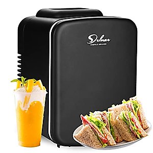 Simple Deluxe Mini Fridge, 4L/6 Can Portable Cooler & Warmer Freon-Free Small Refrigerator, Provide Compact Storage for Skincare, Beverage, Food, Cosmetics, for Bedroom, Office, Dorm, Black, New