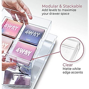 iDesign The Sarah Tanno Collection Plastic Cosmetic Drawer Organizer, 8" x 8" x 2", Clear