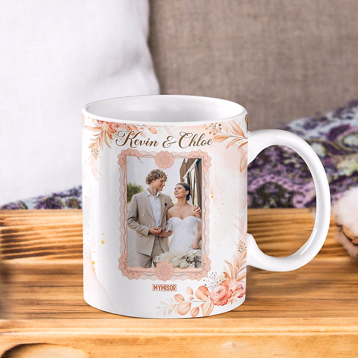 White Ceramic Coffee Mug Photo Mugs Personalized Picture Custom Name Engagement Wedding Gifts For Women Wife Engaged Couples Novelty Tea Cup Table Desk Accessories 11 And 15 Oz
