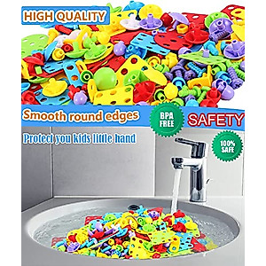 Parhlen Educational Toys Building Blocks, 244 Pieces Electric Screwdriver DIY Building Toys for Boys and Girls, Educational Construction Building kit for Kids Ages 4 5 6 7 8 9 10 Year Old