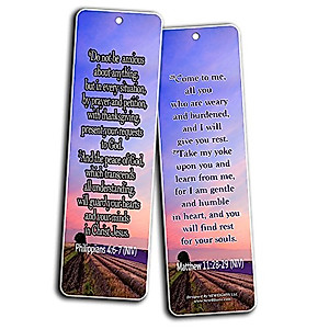 Bible Verses Bookmarks (12-Pack) - Bible Verses to Release Stress and Anxiety - Inspirational Religious Scriptures Prayer Cards - Best Encouragement Gifts for Men Women Teens Kids - Church Supplies