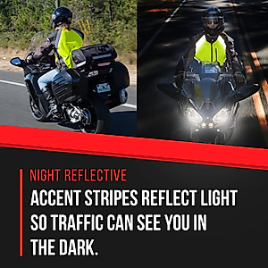 Badass Moto Hi Vis Vest Reflective Motorcycle Vests For Men - Zipper Front & Pocket For Bikers, ATV, Hunting, Cycling, Military, Motorcycle Safety Gear, Yellow Size 3XL Can Be Worn Over 2XL + Jackets