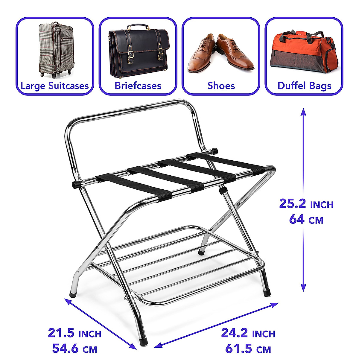 USTECH Foldable Luggage Rack, Metal Suitcase Stand for Guest Room