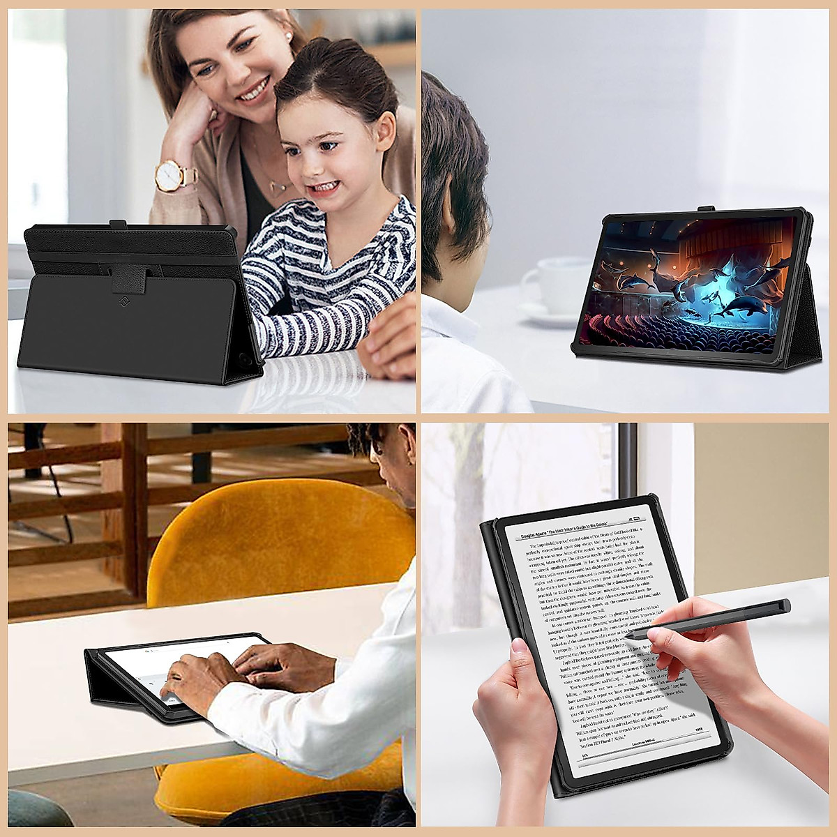 Fintie Folio Case for Amazon Fire Max 11 (13th Generation, 2023 Release) - Premium Vegan Leather Slim Fit Folding Stand Cover for Fire 11 Max Tablet with Auto Sleep/Wake, Black