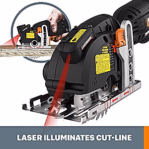 Worx WX420L 3 Amp Versacut 3-3/8" Electric Compact Circular Saw with Laser Guide Technology