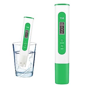 TDS Meter Digital Water Quality Tester for RO-RODI System Drinking Water,Aquariums, Hydroponics,0-9990 ppm Measuring Range,1 ppm Increments,2% Readout Accuracy（Green）