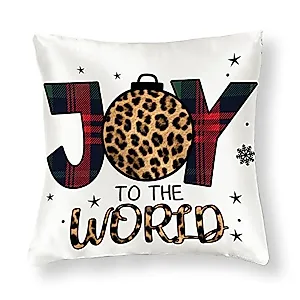 Joy to The World Decorative Throw Pillows for Couch 18x18 Winter Snowman Snowflakes Modern Cooling Silk Pillow Shams for Sofa Bedroom Car Couch Zippered Thanksgiving Gifts