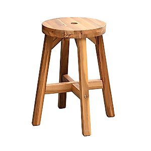 Tomile Acacia Wood Stool Round Top Chairs Best Ideas End Tables for Sofas Sub-Stool for Living Room Bedside Strong Weight Capacity Upto 350 LBS, Natural Color