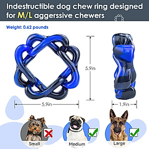 DAOZIJI Durable Dog Chew Toys Ring for Aggressive Chewers, Tough Dog Toys for Aggressive Chewers Small Medium Large Breed, Interactive Dog Ring Toys for Boredom,Super Chewer Dog Toys Chew to Keep Busy