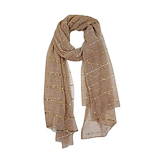 ANKOMINA Women Soft Chiffon Sequin Long Scarf Shawl Fashion Muslim Hijab Head Wrap Scarves,71x28 Inch