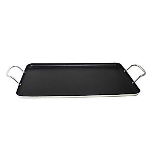 Imusa USA Nonstick Stovetop Double Burner Griddle with Metal Handles, 17-Inch, Black