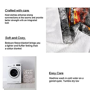 HommomH 60" x 80" Blanket Comfort Cozy Soft Warm Throw One Sides Guitar Flame Fire Smoke