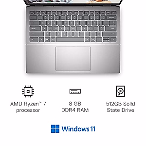 Dell Inspiron 5425 Laptop - 14-inch 16:10 FHD+ (1920 x 1200) Touchscreen Display, Ryzen 7 5825U, 8GB DDR4, AMD Radeon, 512GB SSD, 2 Years+6 Months Migrate Warranty, Win 11 Pro - Platinum Silver