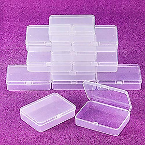 SATINIOR 12 Pack Clear Plastic Beads Storage Containers Box with Hinged Lid for Beads and More (4.45 x 3.3 x 1.18 Inch)