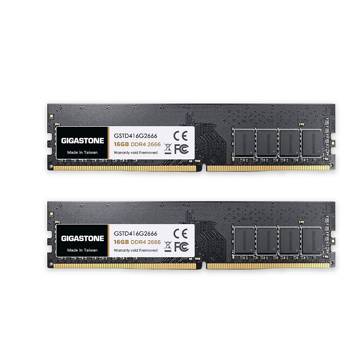 【DDR4 RAM】 GIGASTONE 32GB Kit (2x16GB) DDR4 2666MHz (2400MHz or 2133MHz) PC4-21300 (PC4-19200/17000) CL19 1.2V UDIMM 288 Pin Unbuffered Non ECC High Performance PC Desktop Memory Upgrade
