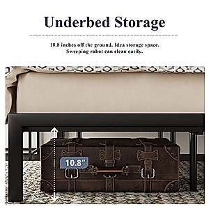 Allewie Queen Size Platform Bed Frame with Wooden headboard and Metal Slats/Rustic Country Style Mattress Foundation/Box Spring Optional/Strong Metal Slats Support/Easy Assembly/Light Brown