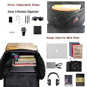 Naanle Stylish Honey Bees and Wildflowers Retro Style Casual Daypack College Students Multipurpose Backpack Large Travel Hiking Bags Computer Bag for Men Women
