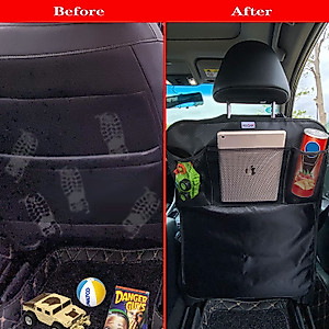 Meolsaek Car Seat Protector for Child Car Seat + Kick Mats with Organizer, Waterproof 600D Backseat Protector Seat Cover 2 Pack