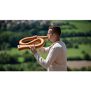 S-shaped Professional Didgeridoo for Meditation, Sound Healing Therapy, Yoga and Circular Breathing — NOT MADE IN CHINA — Mahogany Wood, 2-YEAR WARRANTY