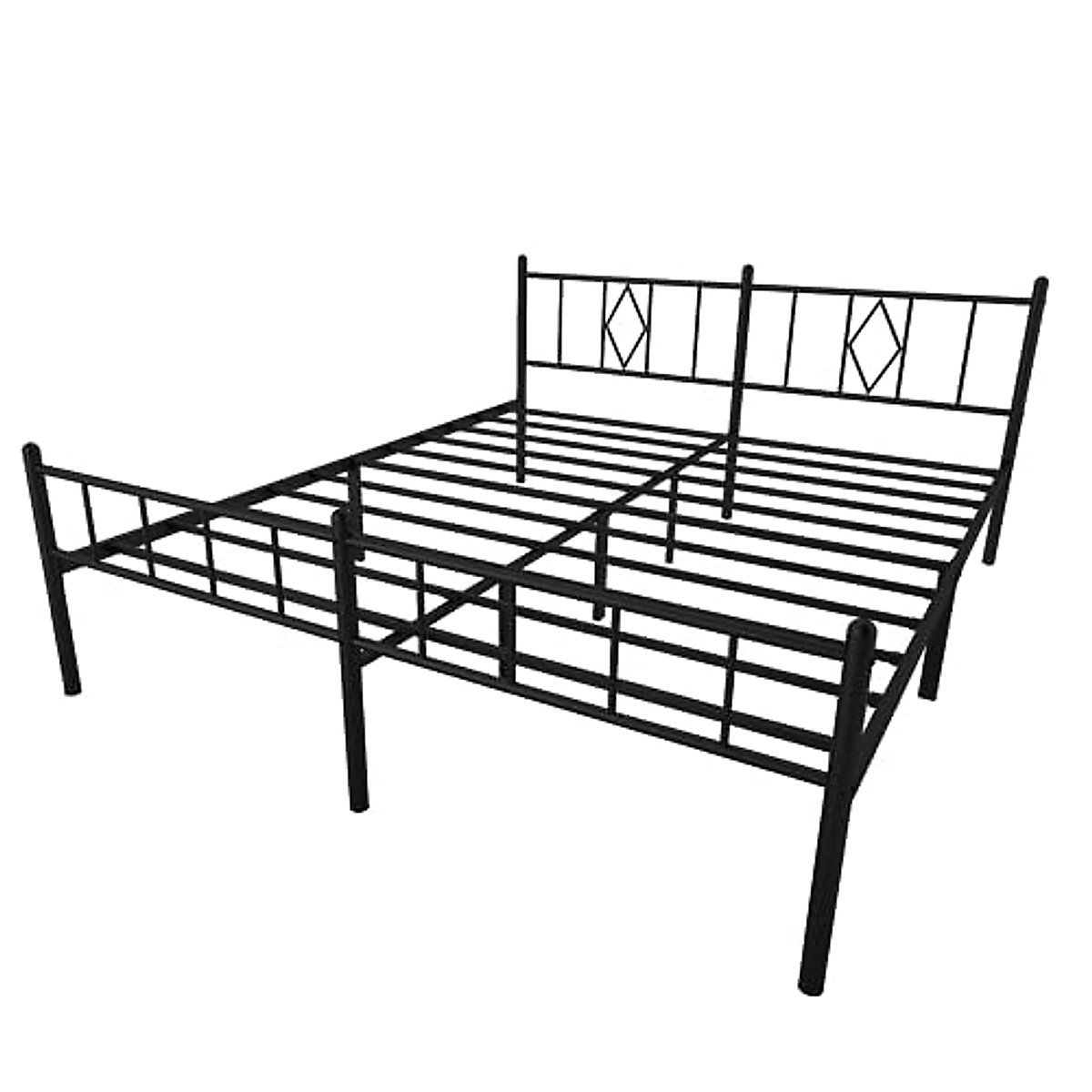 Emiosmt 14in Metal Bed Frame King Size with Headboard and Footboard, Heavy Duty Mattress Foundation with Steel Slats Support, No Box Spring Needed, Non-Slip, Noise Free, Easy Assembly, Black