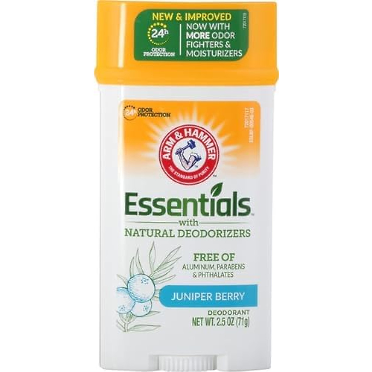 ARM & HAMMER Essentials Solid Deodorant, Clean(Juniper Berry), Wide Stick, 2.5 oz. (Pack of 3)