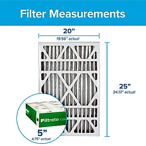 Filtrete 20x25x5 Air Filter, MPR 700, MERV 8, Clean Living Dust, Pollen and Pet Dander Reduction Pleated 5-Inch Air Filters, 2 Filters, White