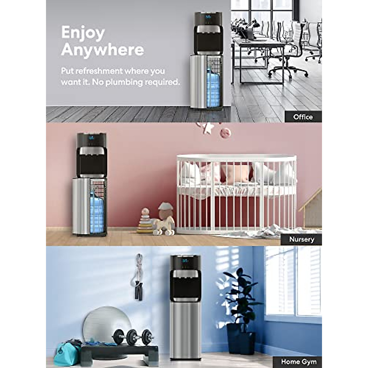 Brio Bottom Loading Water Cooler Water Dispenser – Essential Series - 3 Temperature Settings - Hot, Cold & Cool Water - UL/Energy Star Approved