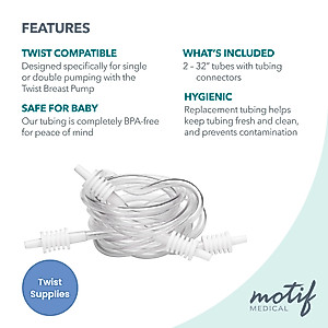 Motif Medical, Set of 2 32" Twist Tubing, Replacement Parts for Twist Breast Pump