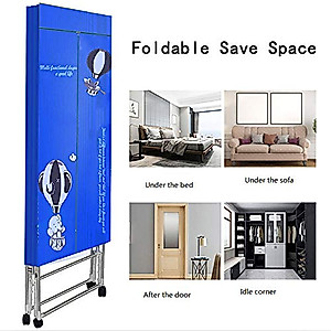 Clothes Dryer 110v-240v Foldable Electric Portable Household Folding-Dry Machine with Remote Control Adjustable Timer Low Noise for Home,Laundry,Apartment 1500W (Blue-Elephant)