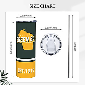 LANJAO Tumbler 20oz Straight Skinny Car Cups With Insulated Cup Sleeve Portable Handle, Sports Travel Coffee Mug, Stainless Steel, Insulated,Classic Collection Gifts for Men Women Fans