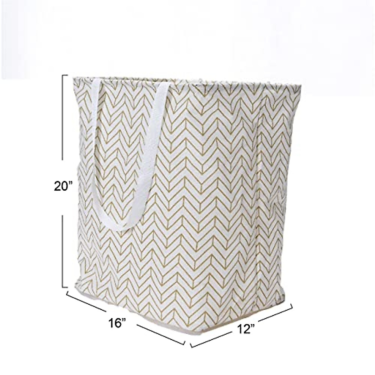 Household Essentials Krush Rectangular Laundry Bag with Handles, Tan Chevron Large